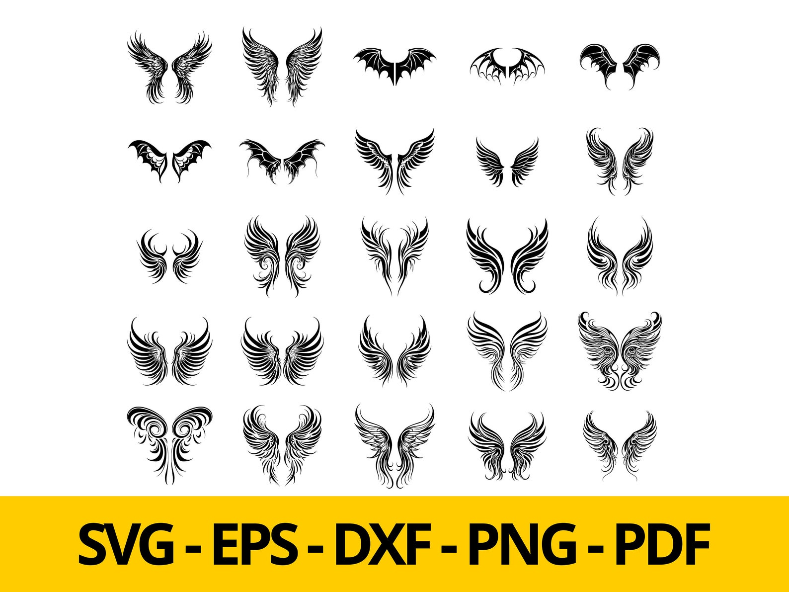 25 Wings Svg Files Angel Wings Clipart Wing Art Digital Download T ...