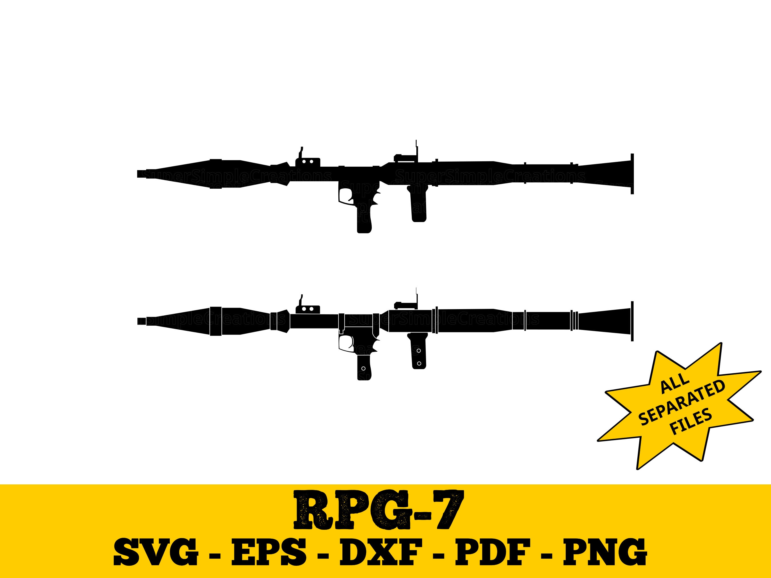Rocket Launcher RPG-7 Svg, Eps, Dxf, Png, Pdf | Rocket Launcher Svg ...