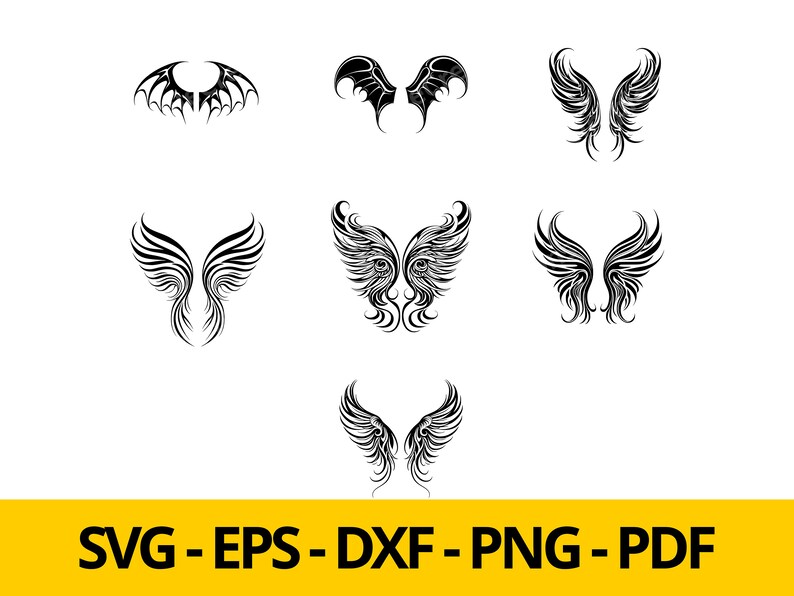 25 Wings Svg Files Angel Wings Clipart Wing Art Digital Download T ...