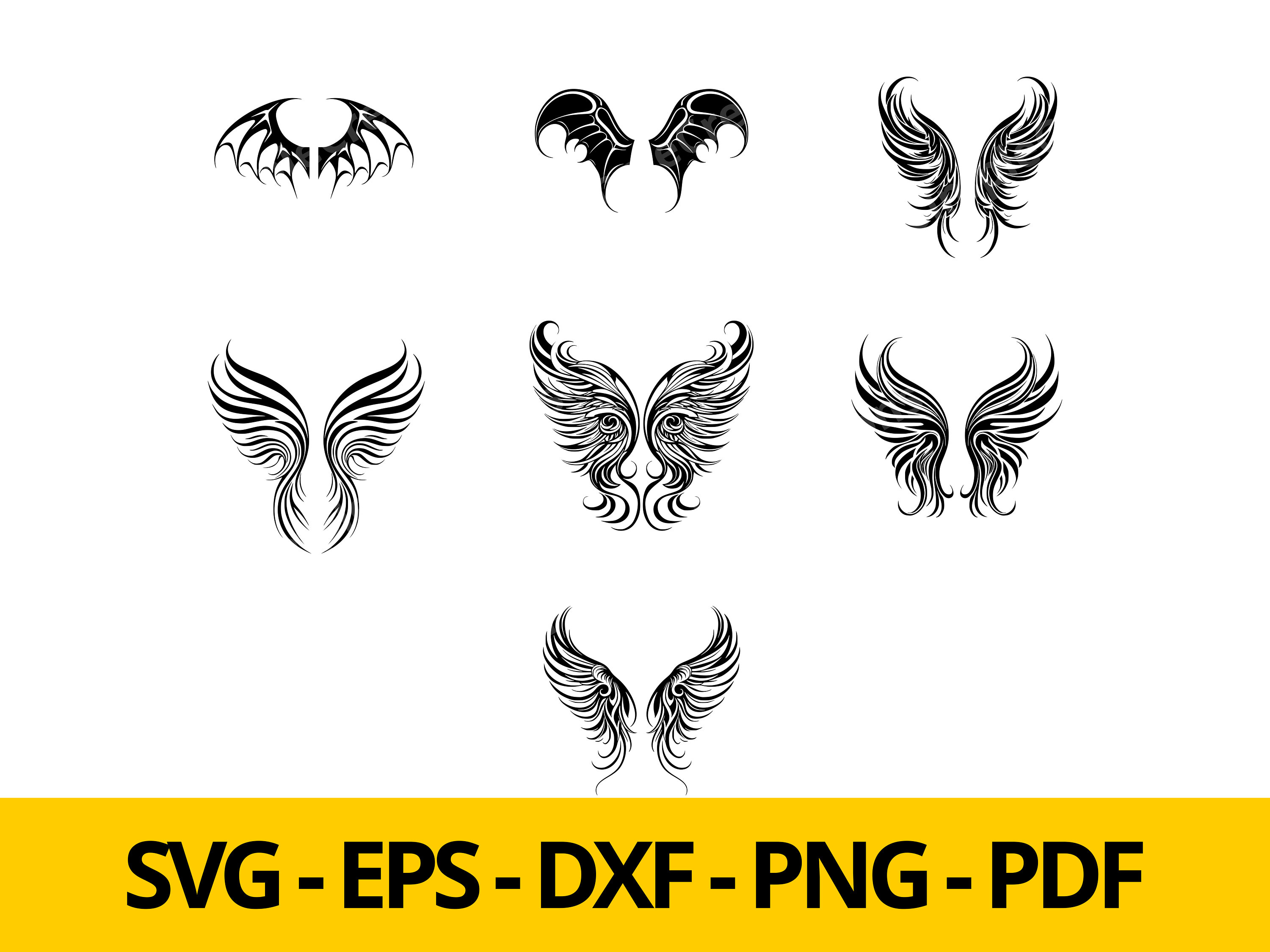 25 Wings Svg Files Angel Wings Clipart Wing Art Digital Download T ...