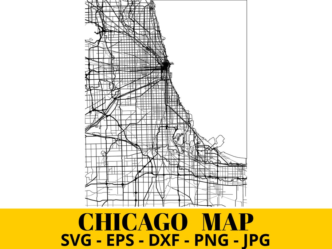 Chicago Map Svg Multiple Layer Map Svg Eps Dxf and Png - Etsy Finland