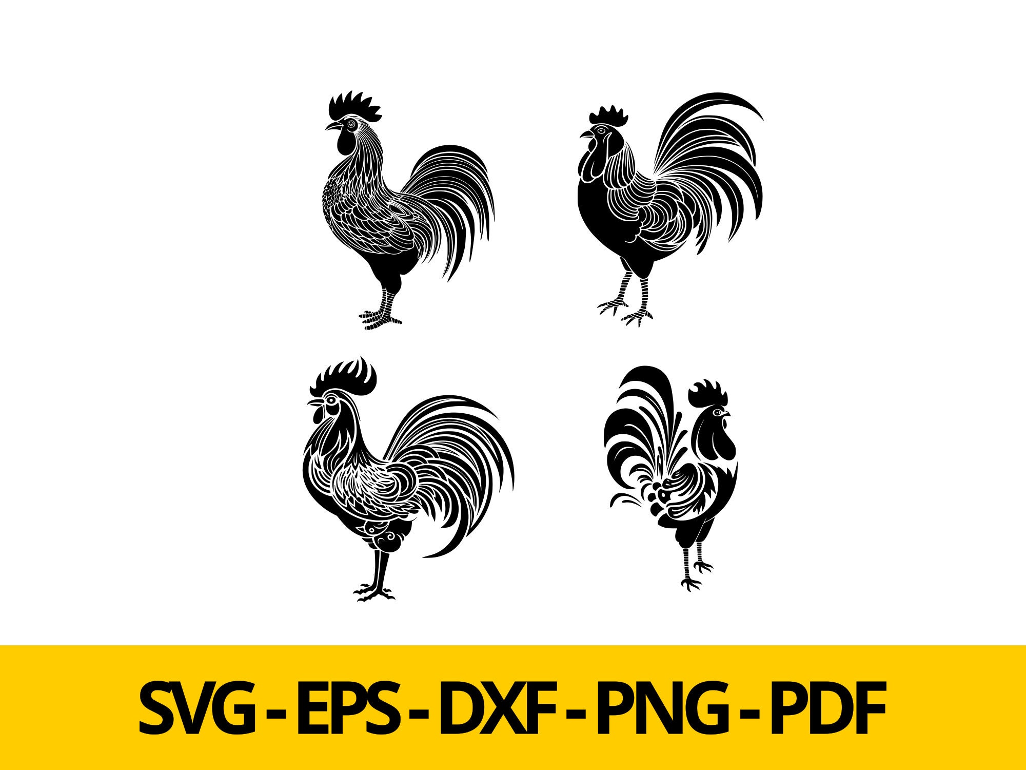 10 Rooster SVG Chicken Clipart Art Digital Download T-shirt Design ...
