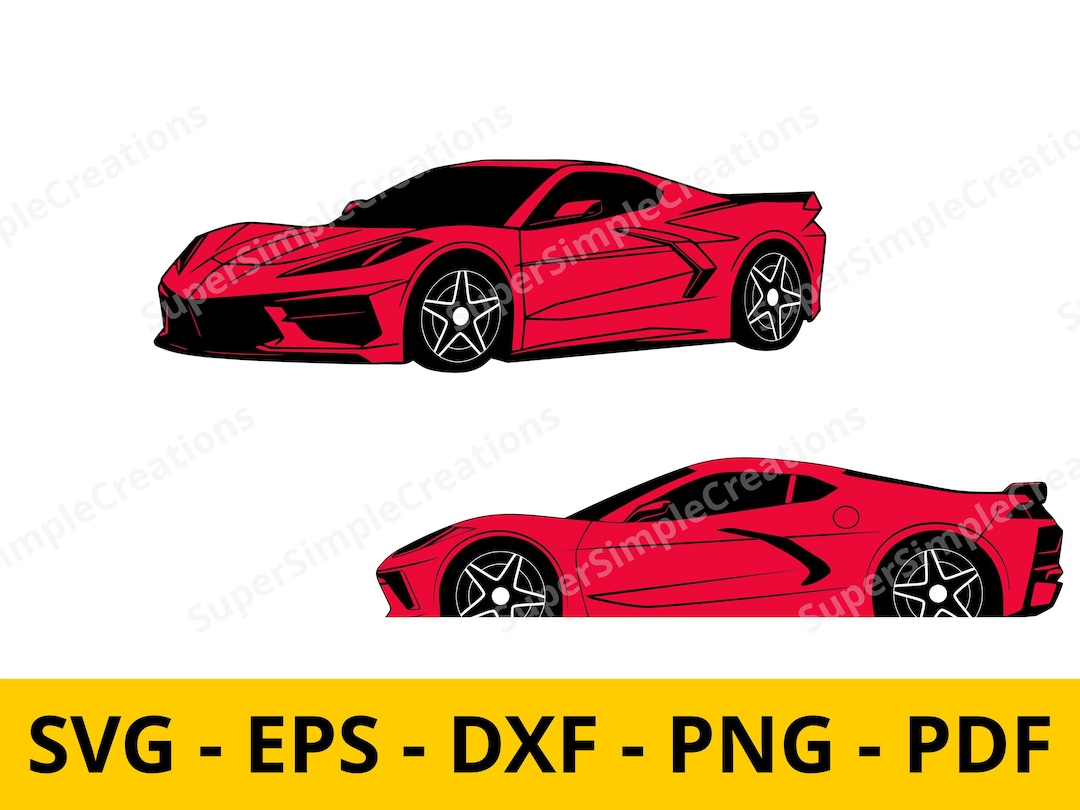 Corvette 2020 C8 Svg, Eps, Dxf Png | Digital | Vector Image | Clipart ...