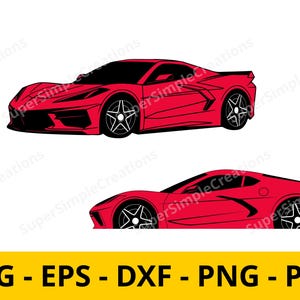 Corvette 2020 C8 Svg, Eps, Dxf Png | Digital | Vector Image | Clipart ...