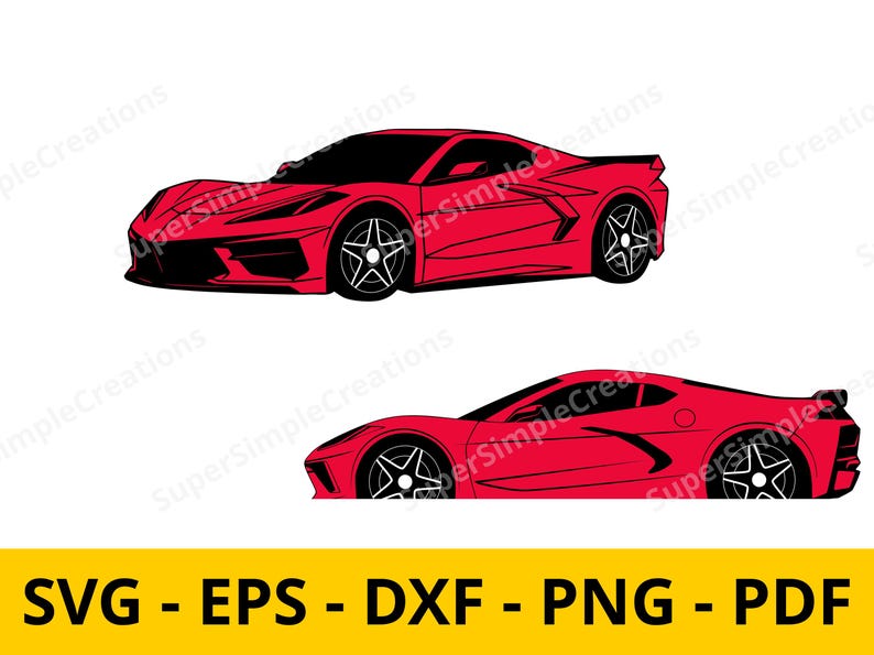 Corvette 2020 C8 Svg, Eps, Dxf Png | Digital | Vector Image | Clipart ...