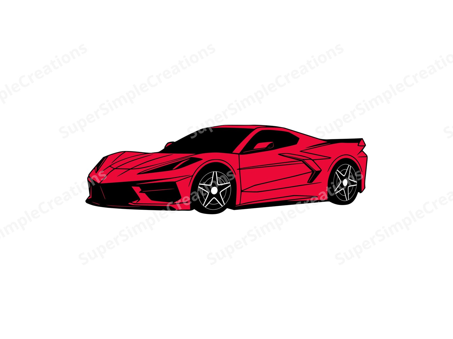 Corvette 2020 C8 Svg, Eps, Dxf Png | Digital | Vector Image | Clipart ...