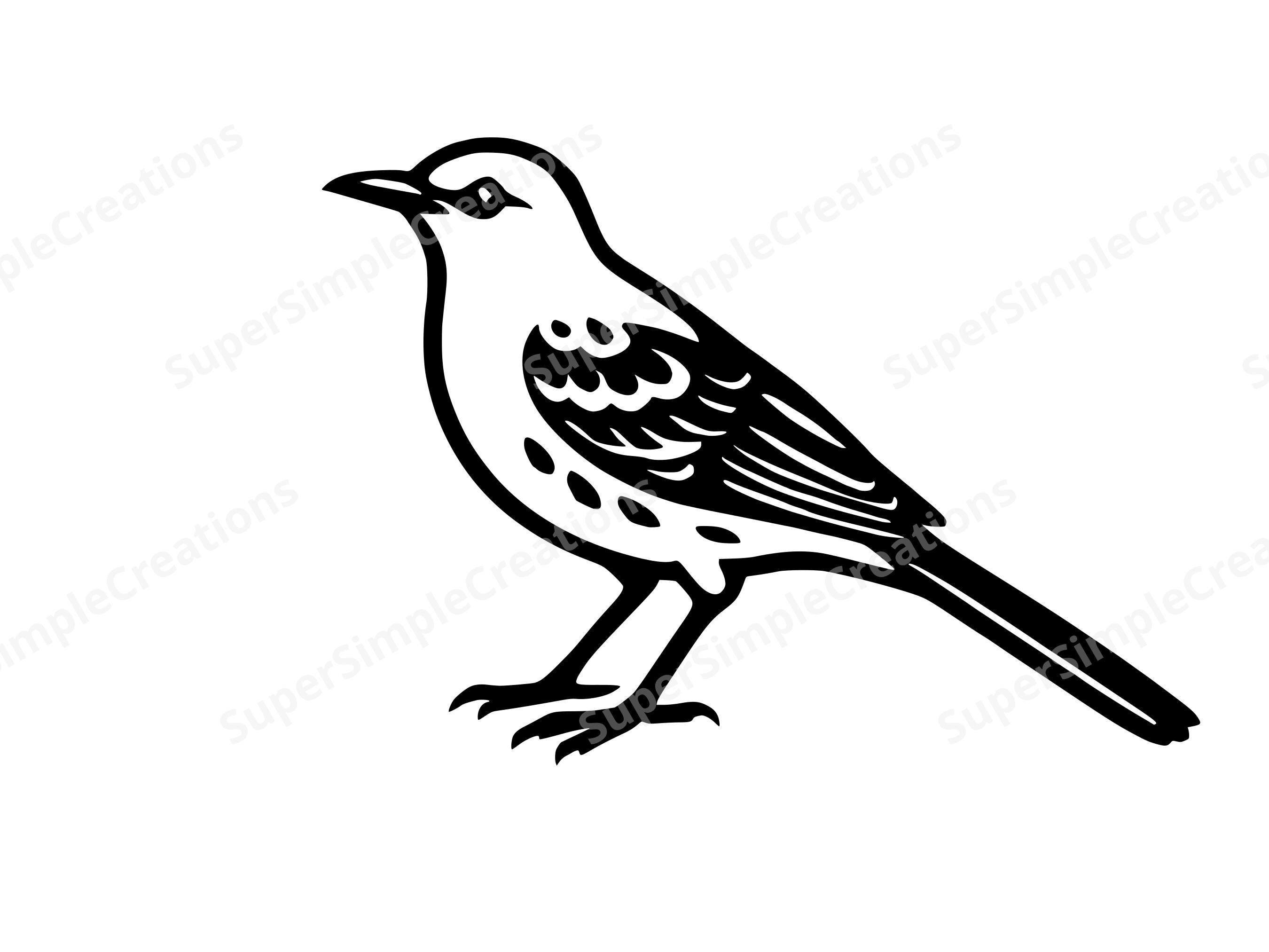 Mockingbird Svg Png Eps Dxf Pdf | Songbird Clipart | Bird Silhouette ...