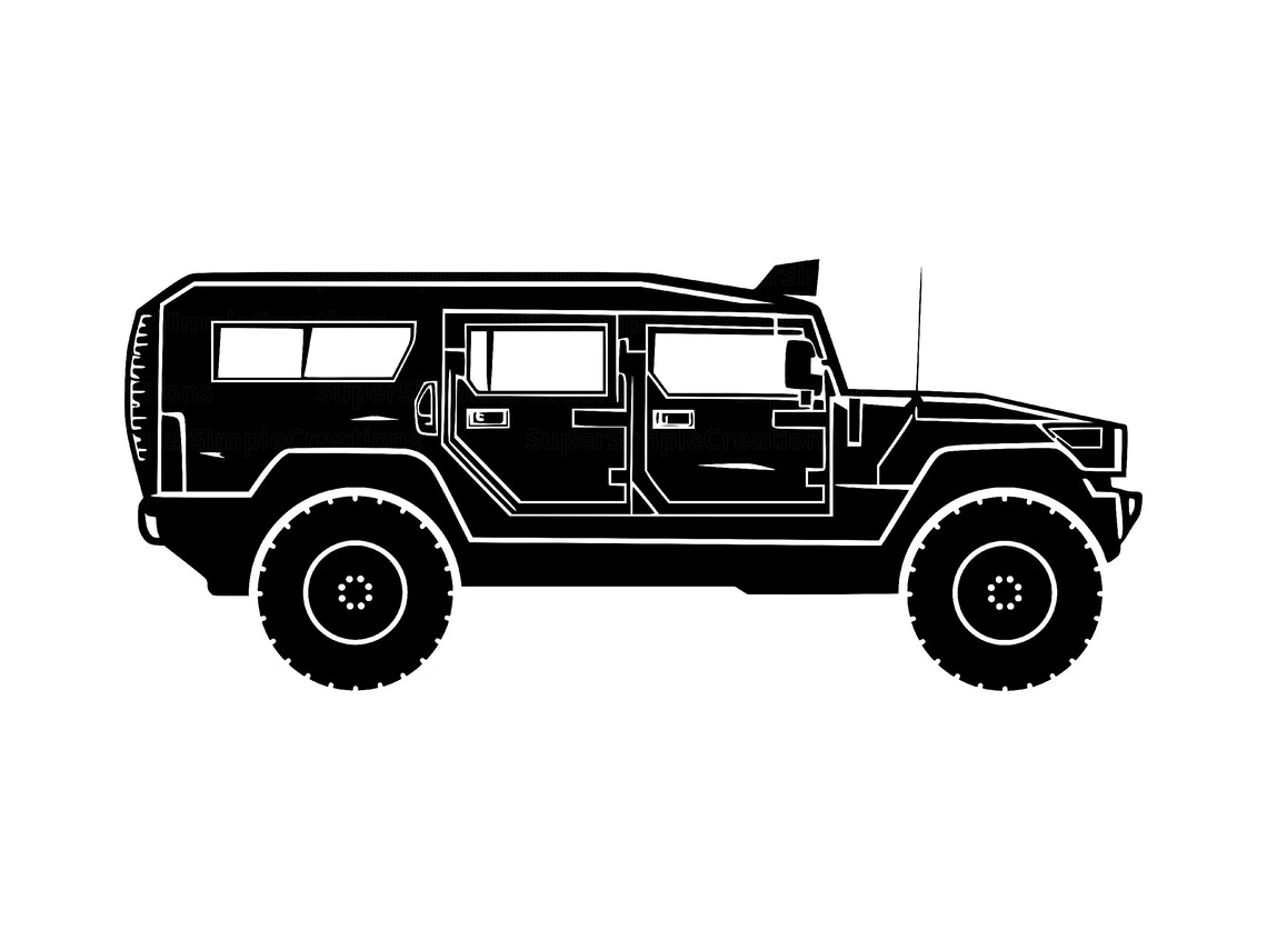 Humvee Vehicle Svg, Eps, Dxf and Png Combat Vector Image Clipart Plane ...