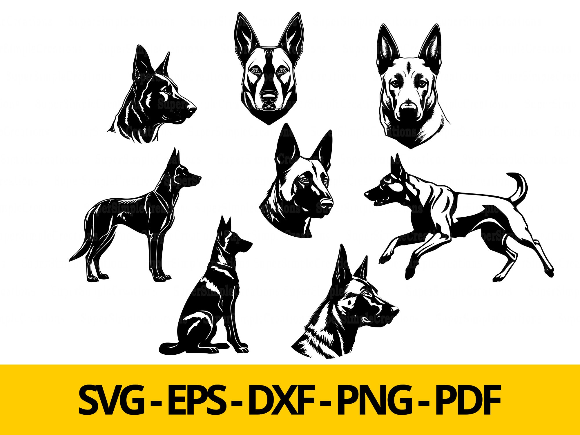 Belgian Malinois Svg - Guarding Dog Comercial Use Clipart Dog Art ...