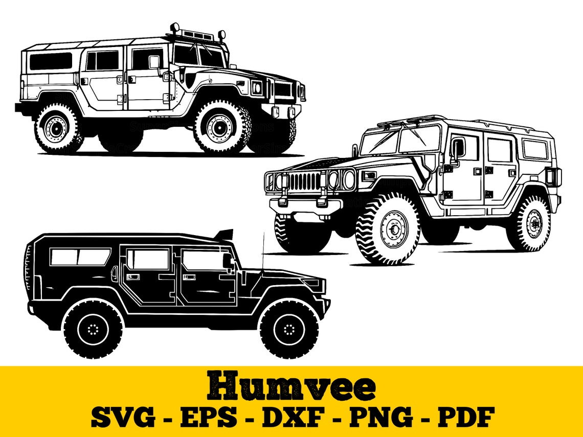 Humvee Vehicle Svg, Eps, Dxf and Png Combat Vector Image Clipart Plane ...