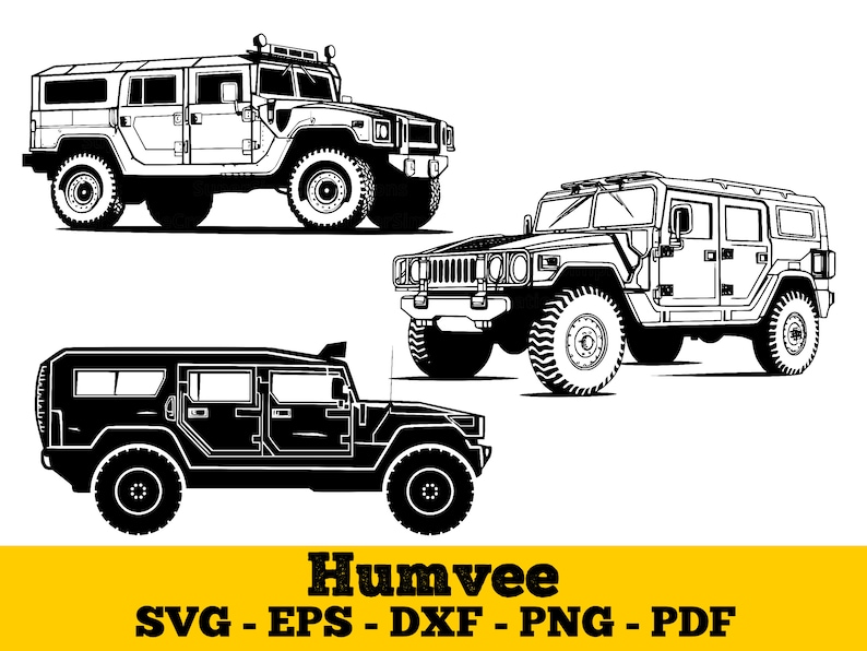 Humvee Vehicle Svg, Eps, Dxf and Png | Combat | Vector Image | Clipart ...
