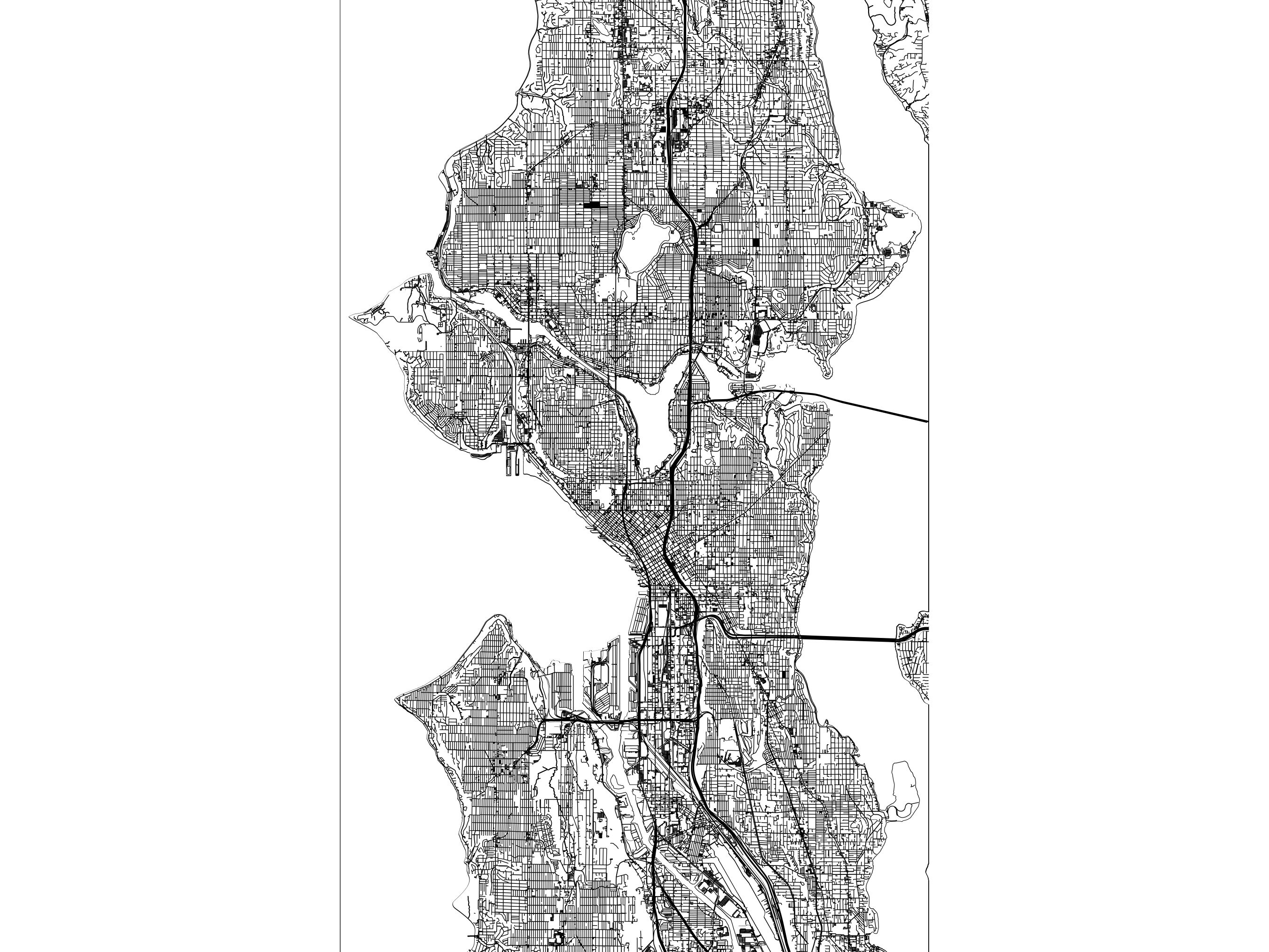 Seattle Map Svg, Multiple Layers Map | Detailed Seattle Map for Laser ...
