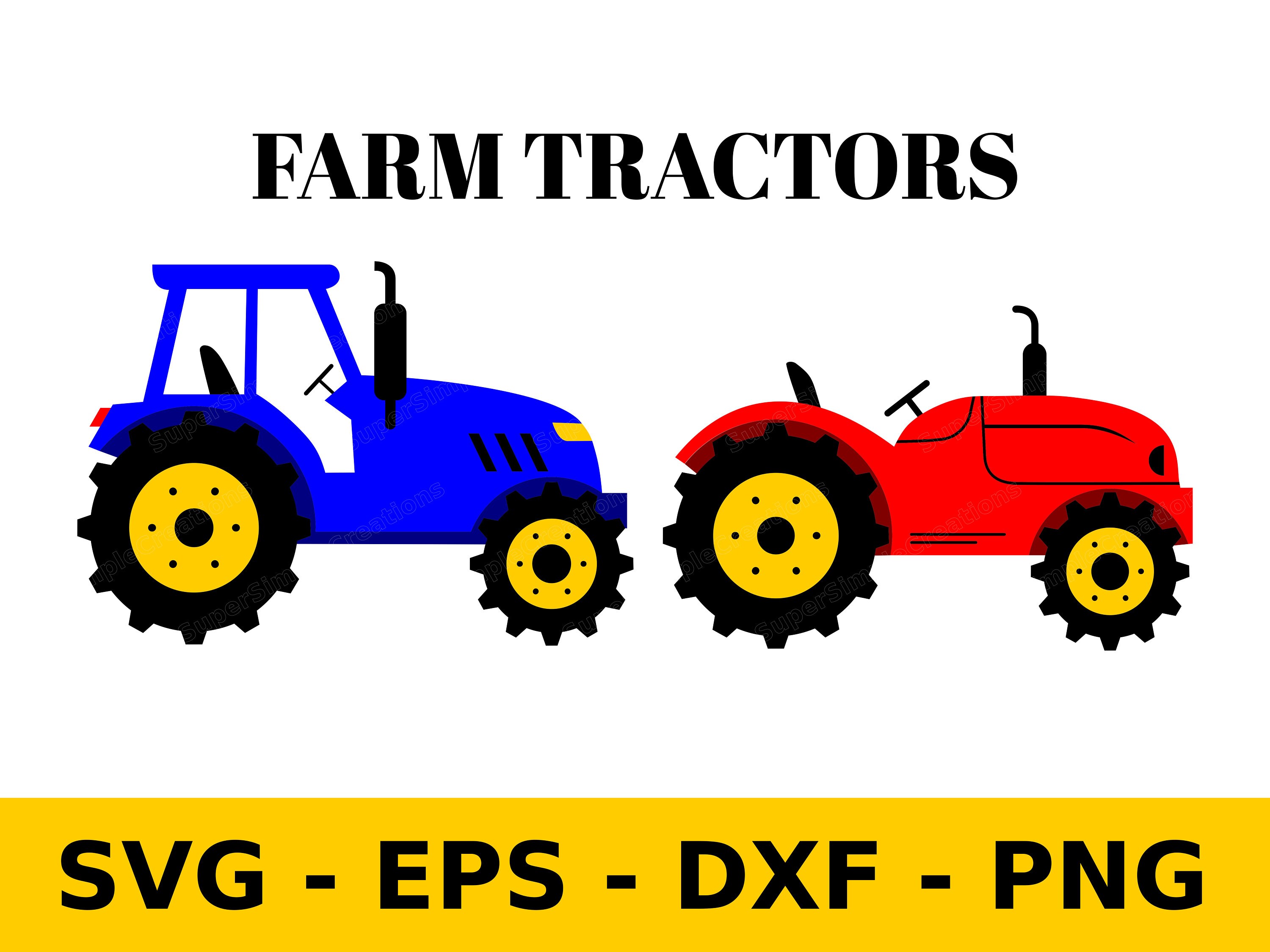 Farm Tractors Svg Digital Farm Tractors L Farmers Clipart | Etsy