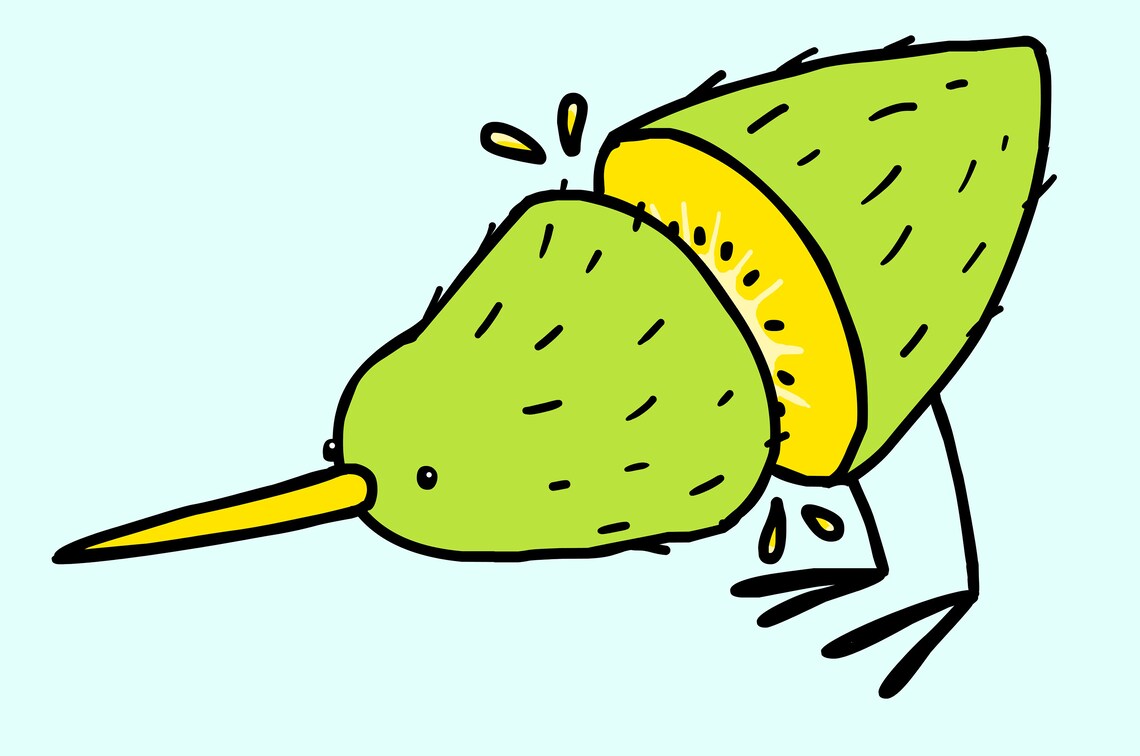 Piwi Kiwi Fruit Sticker Cute Animal Green Kiwi Bird Stickers Decal ...