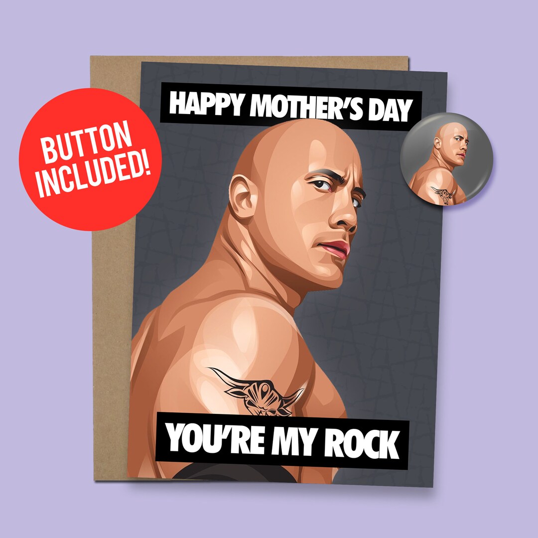 Dwayne Johnson Mother's Day Card, Funny Gift + Button - Etsy
