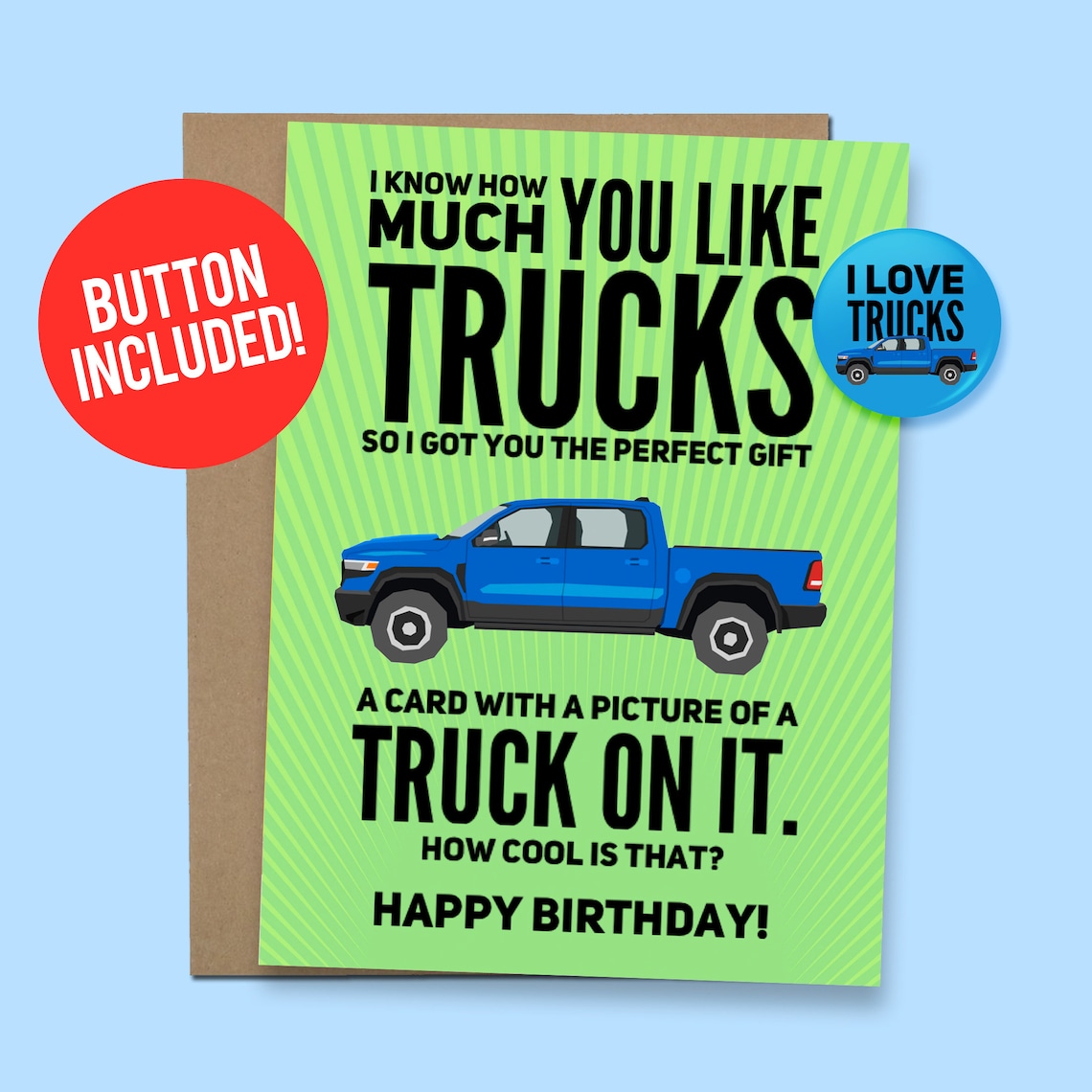 Birthday Card Truck Funny Lifted Truck Card for Him 60lb. | Etsy