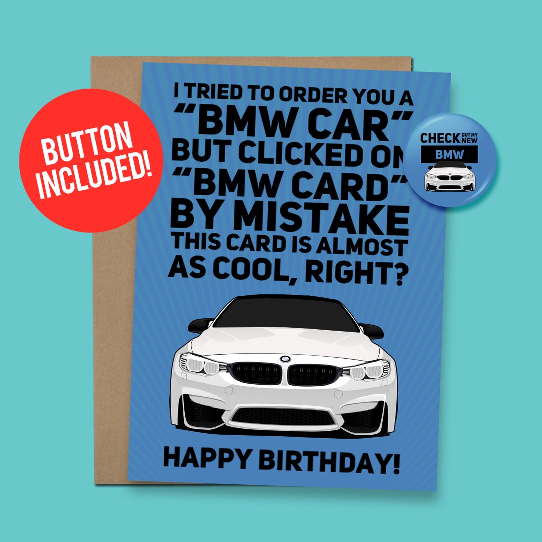 Funny BMW Sports Car Birthday Card Car Enthusiast Gift 60lb. Card Stock ...