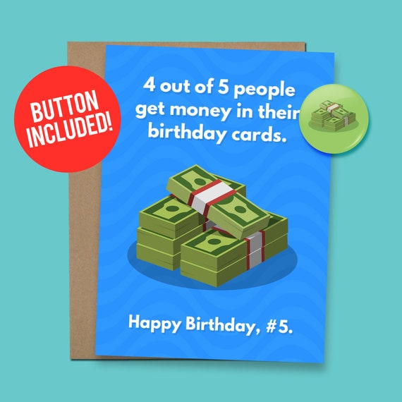 Funny Birthday Card With Money Money Birthday Gift 60lb. - Etsy