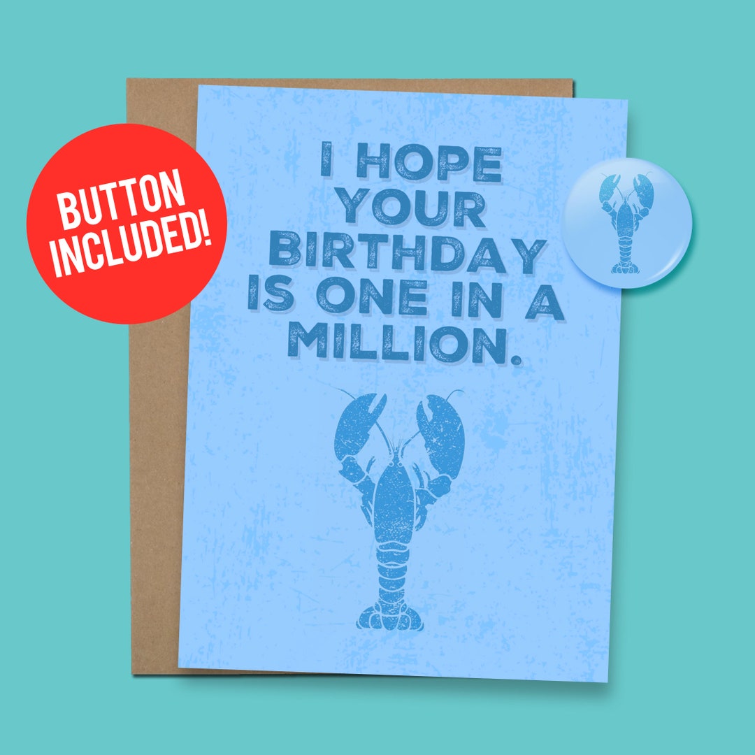 Funny Blue Lobster Meme Birthday Card Gift 60lb. Card Stock + 1.5 ...