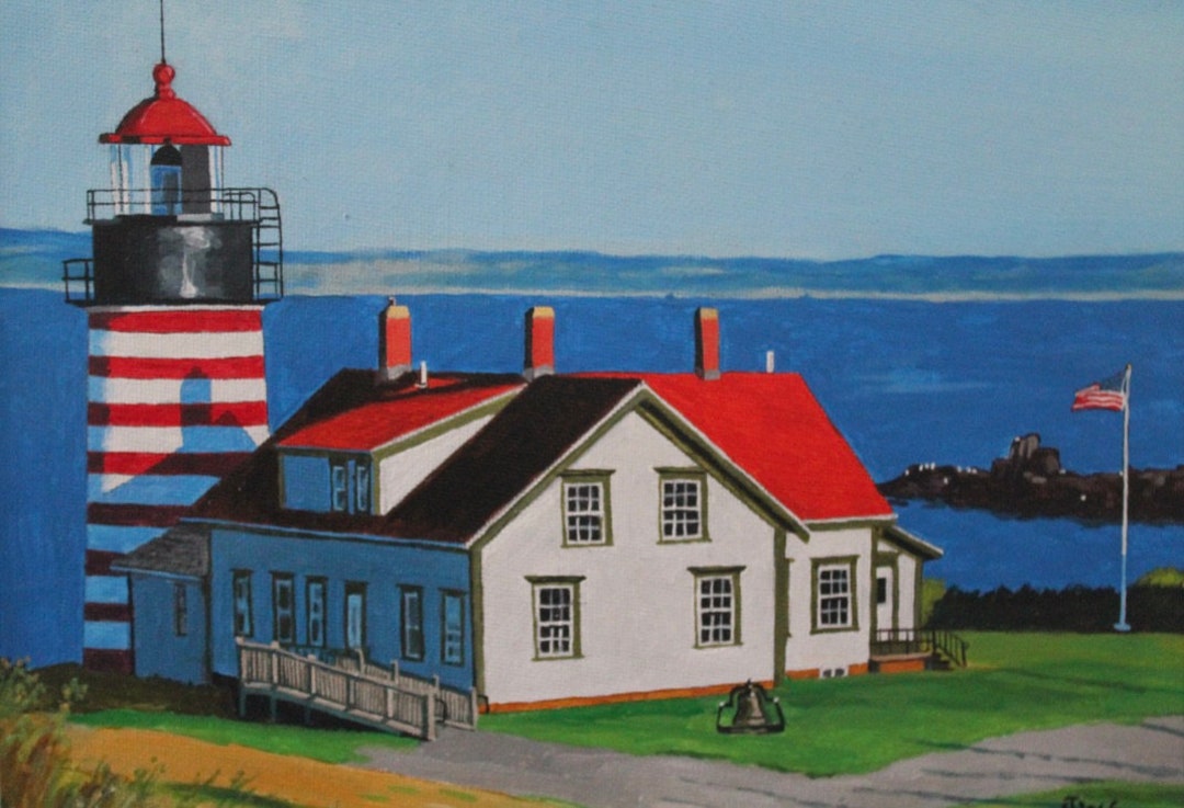 Red, White, and Blue Lighthouse - Etsy