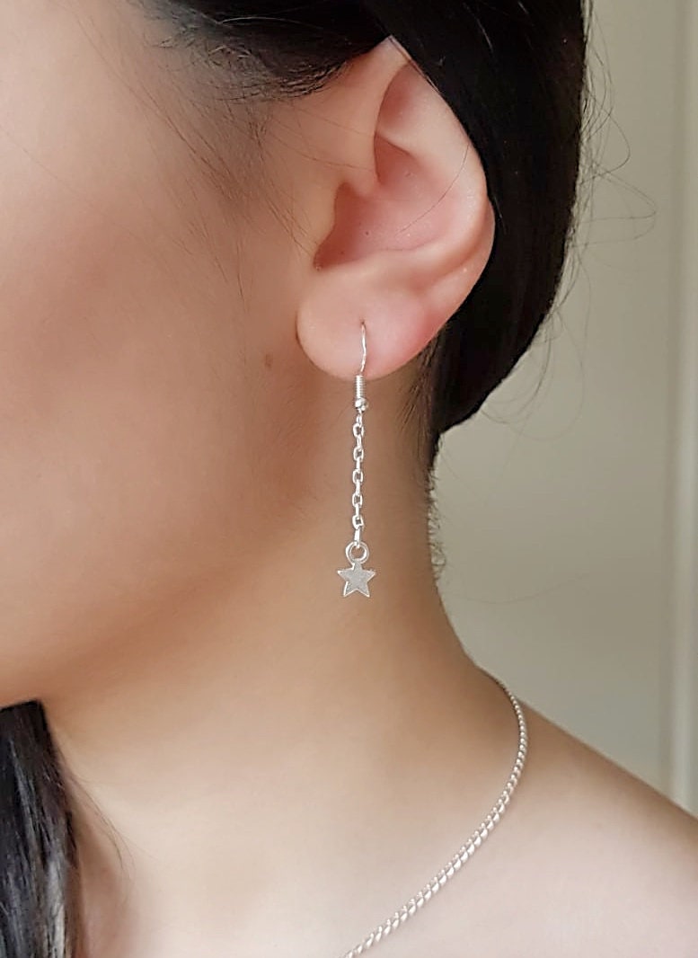 925 Sterling silver earrings and silver plated star charm | Etsy
