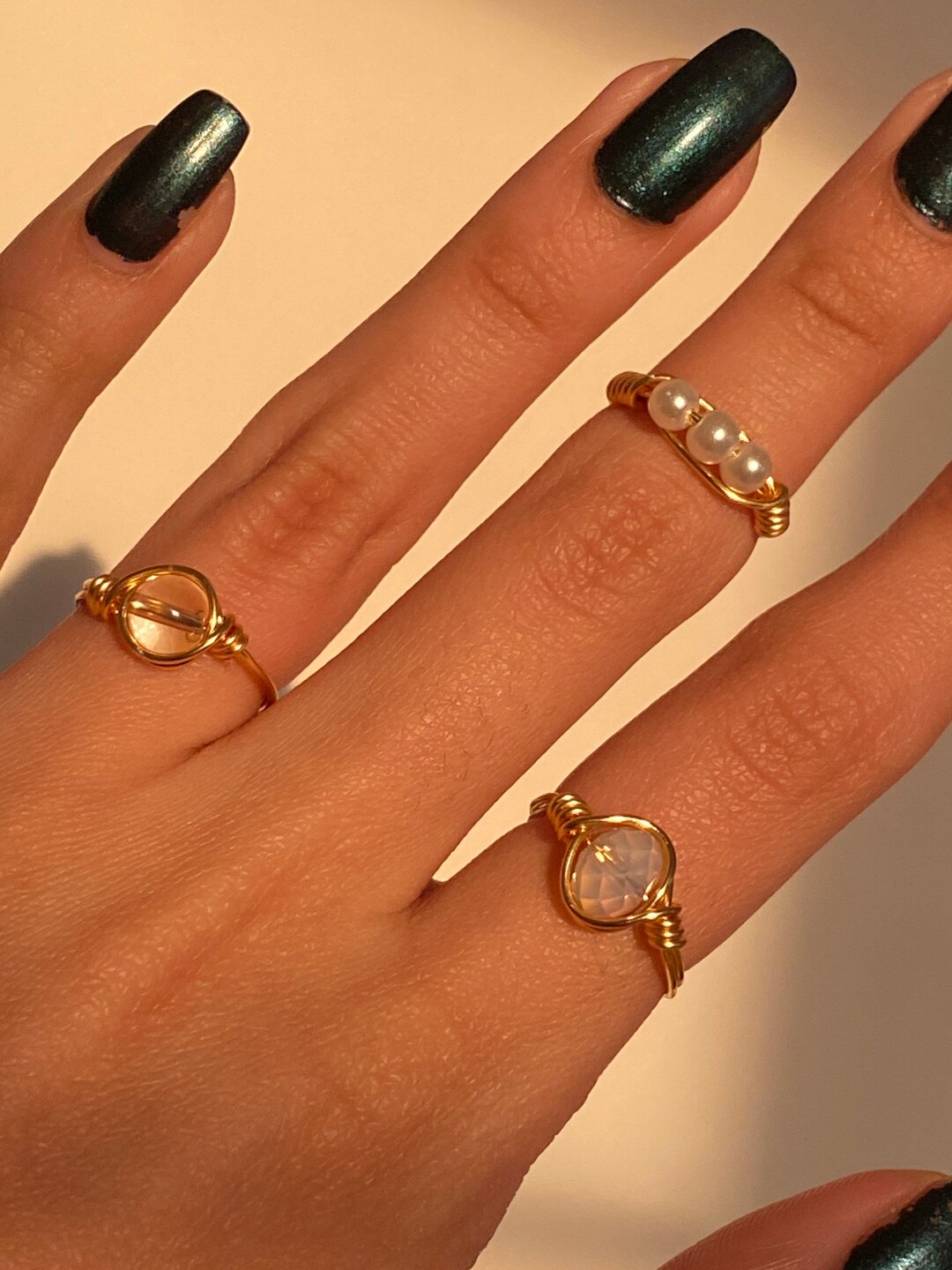 Stainless Steel Kc Gold, Non-tarnish Wire Wrapped Rings, Semi Precious ...