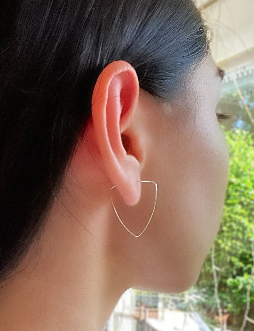 Triangular Wire Hoop Earrings, Silver Plated Wire, Minimal Earrings ...
