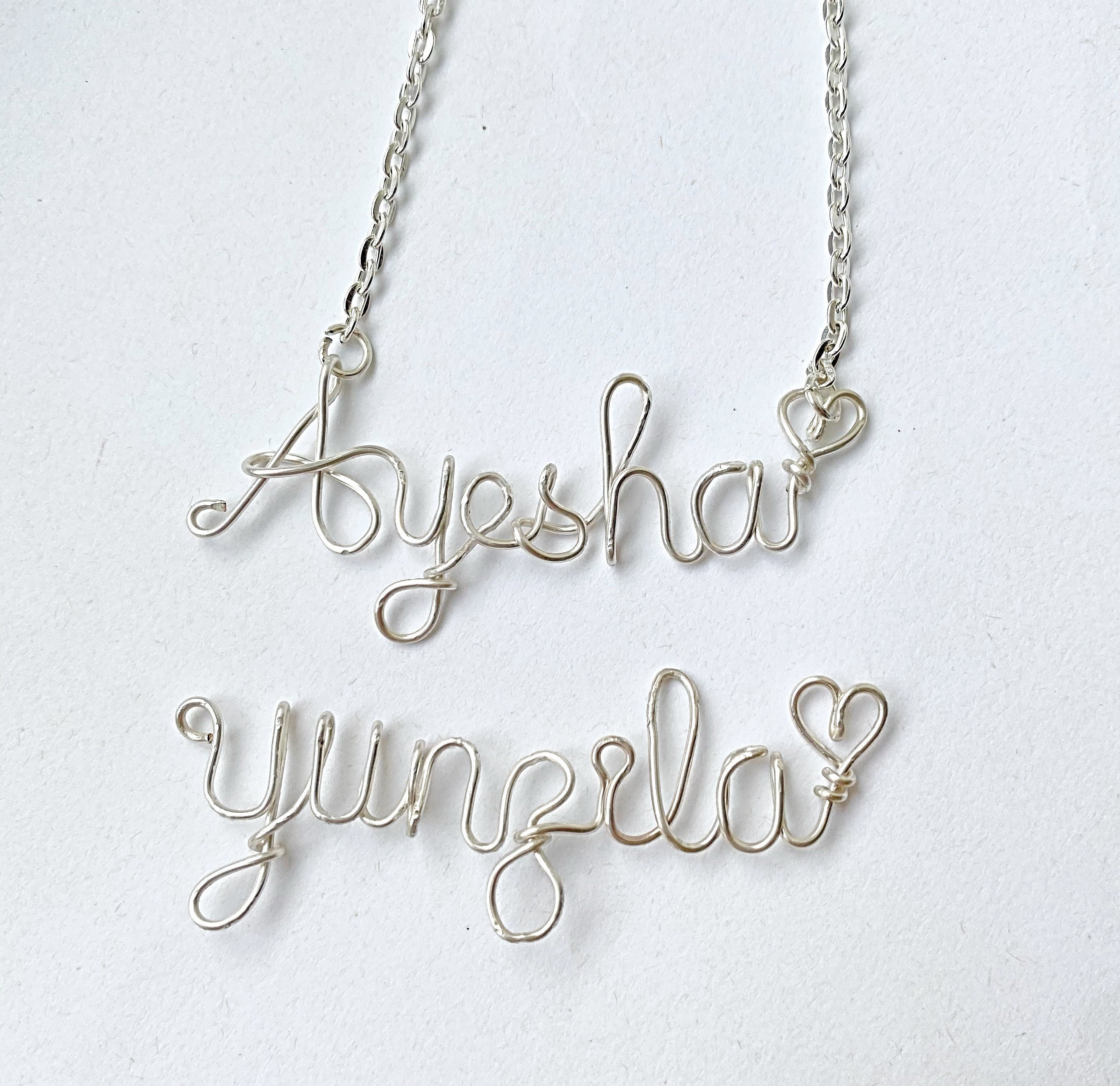 Silver Plated Wire Name Necklaces Customised Necklace - Etsy UK