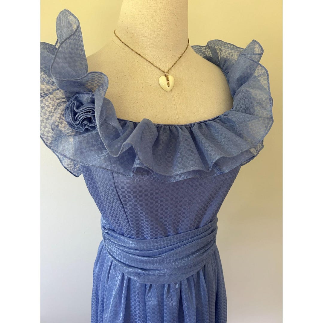 Vintage 70's Gown Periwinkle Ruffle Formal Dress - Etsy
