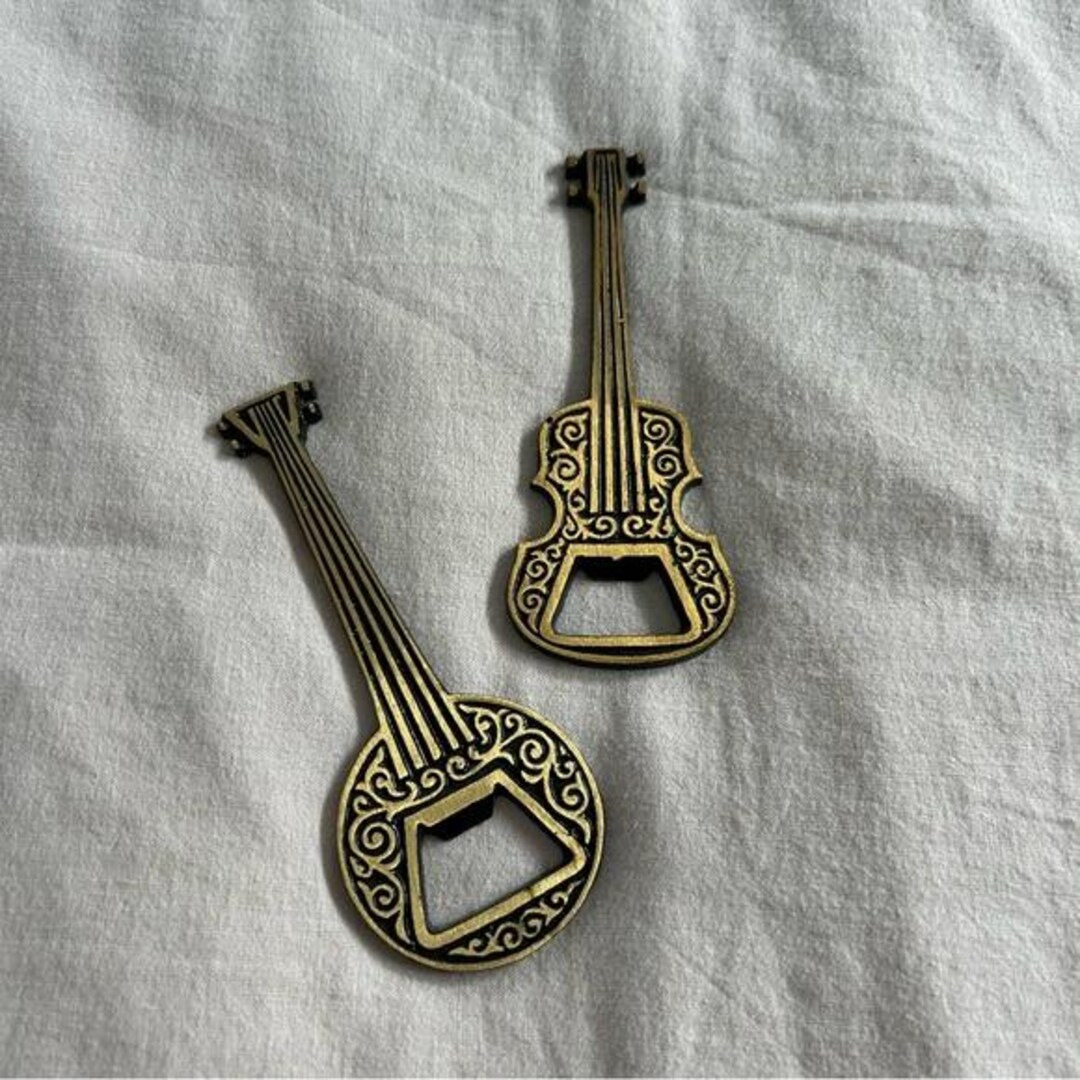 Vintage Gold Guitar and Banjo Bottle Openers Vintage Musical ...