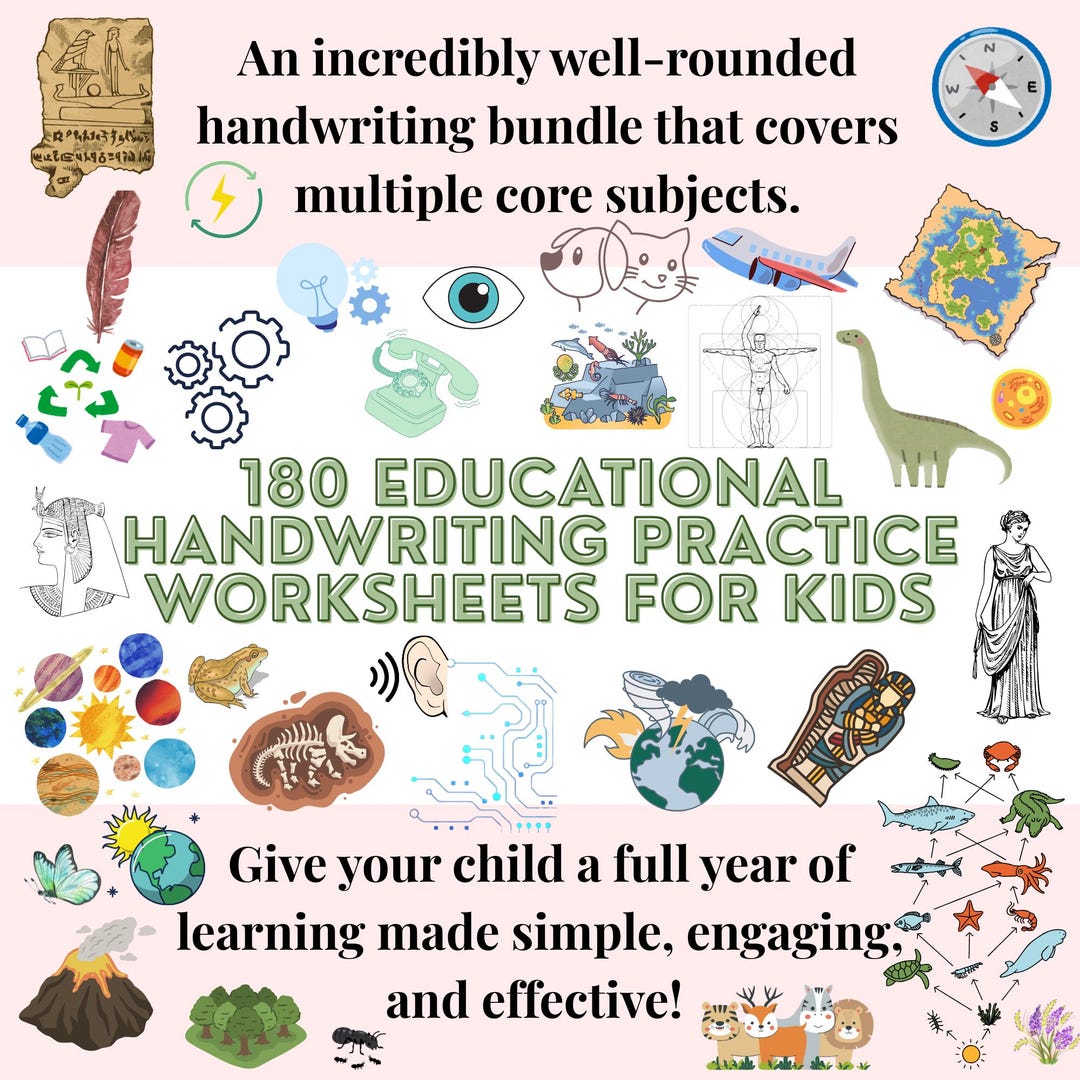 180 Days of Handwriting Practice With Fun Learning Facts, Daily Writing ...