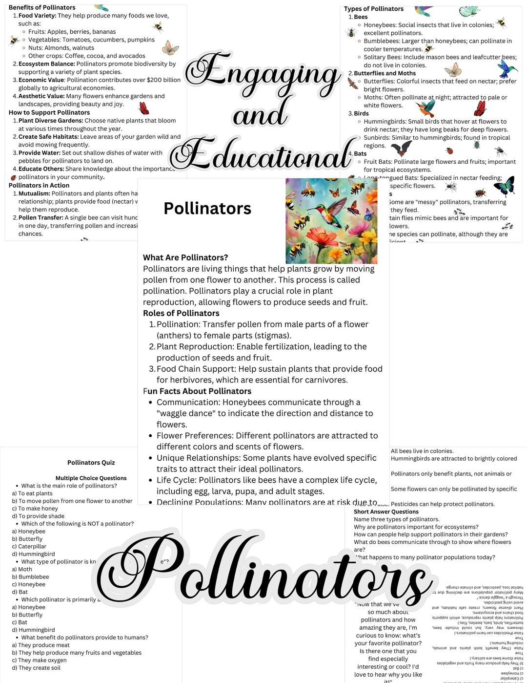 Pollinators Study Unit – Printable Teacher and Homeschool Resources - Etsy