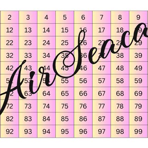 1 to 100 Counting Chart in 4 Colors, Digital Download Chart ...