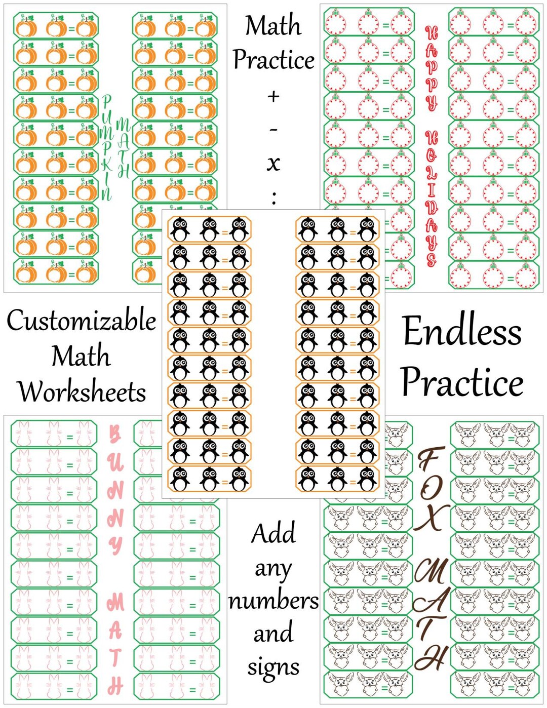 Math Worksheets/ Printable Math Practice for Addition, Subtraction ...