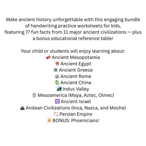 Ancient Civilizations Handwriting Practice for Kids + Bonus History ...