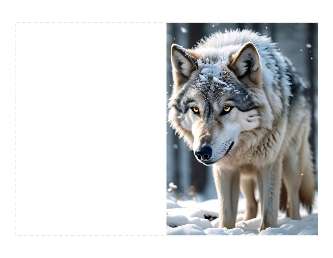 Majestic Winter Wolf Card 5x7 Printable With Envelope - Etsy