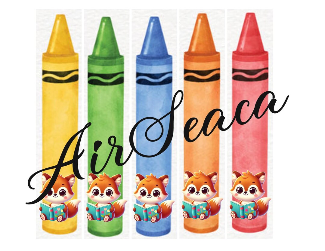 Digital Crayon Bookmark for Kids Custom Name Fox Bookmark Cute Reading ...