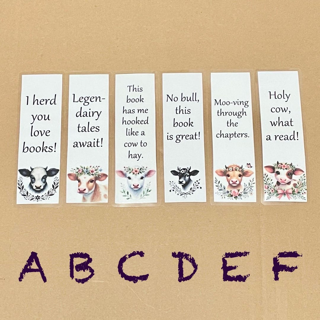 Cow Custom Made Bookmark, Cute Cow Laminated Bookmarks | Farm Animal ...