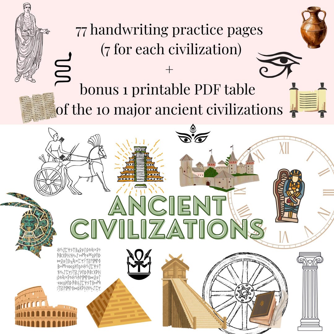 Ancient Civilizations Handwriting Practice for Kids + Bonus History ...