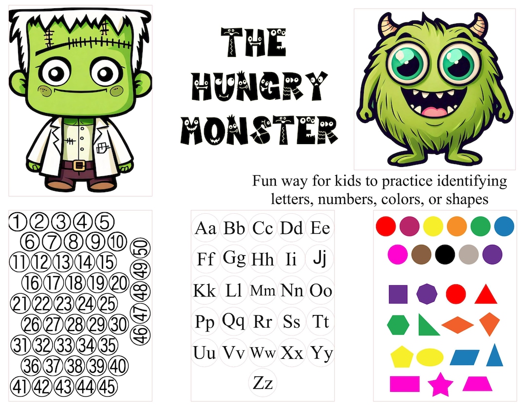 The Hungry Monster Learning Game - Interactive Printable for Teaching ...