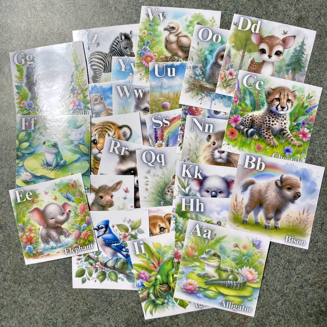Woodland Animal Alphabet Flashcards - Cute ABC Learning Cards for ...