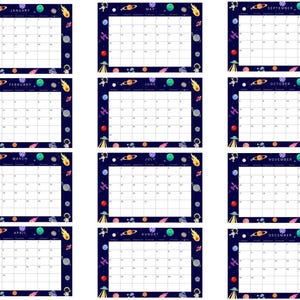 2025 Space-themed Monthly Digital Calendar Printable Outer Space ...
