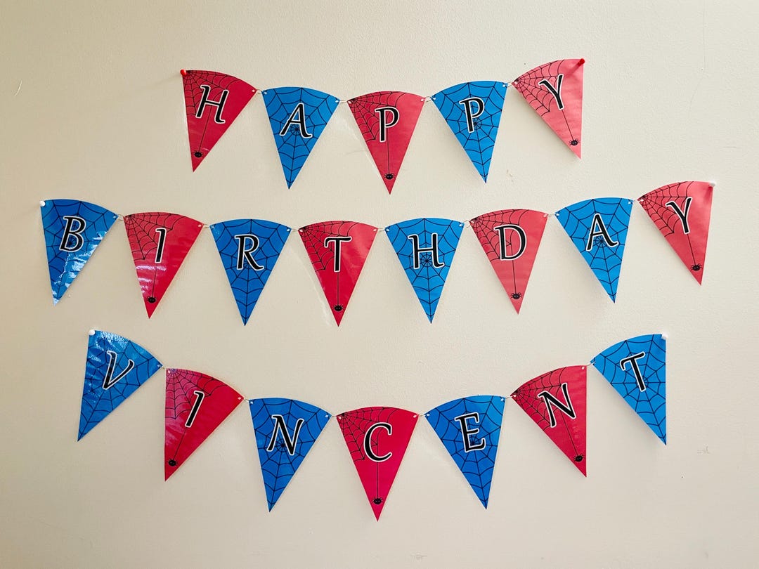 Personalized Spider Theme Birthday Banner Custom Name Party Decoration ...