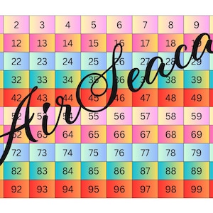 1 to 100 Counting Chart in 4 Colors, Digital Download Chart ...