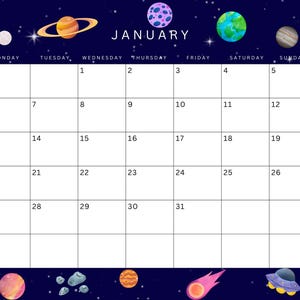 2025 Space-themed Monthly Digital Calendar Printable Outer Space ...