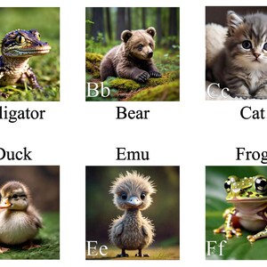 Adorable Baby Animal Alphabet Flashcards, Digital Download for Kids ...