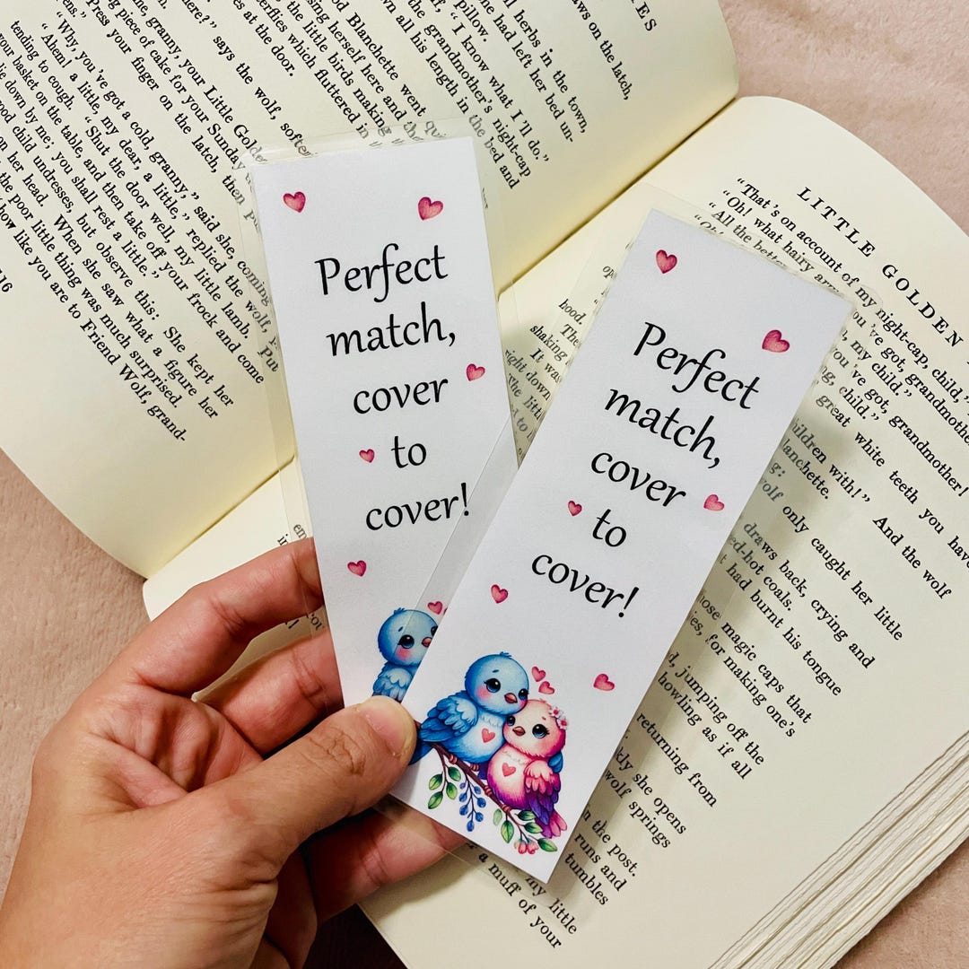Romantic Love Bird Bookmarks Set of 2 - Laminated Cute Book Lovers Gift ...