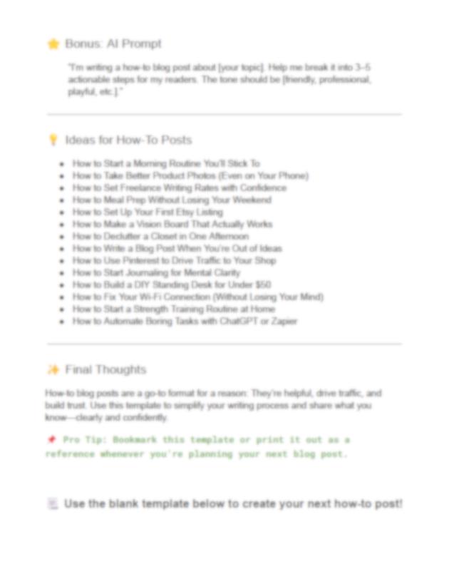 How-to Blog Post Template | Easy Blog Format for Writers & Creators ...