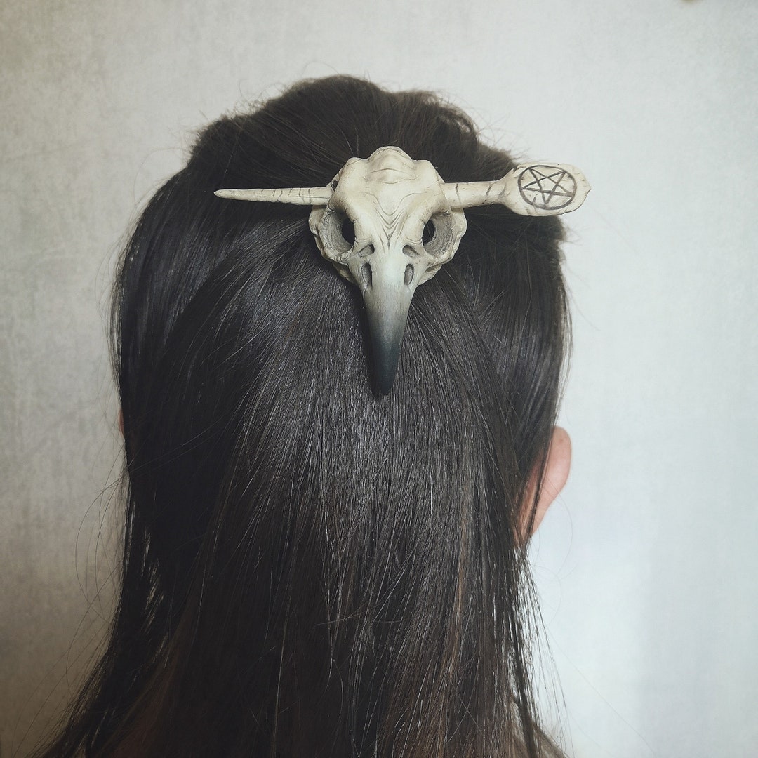 Crow Skull Hair Pin - Etsy