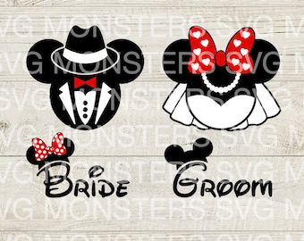 Bride and Groom Svg, Mickey Mouse,minnie Mouse, SVG Files for ...